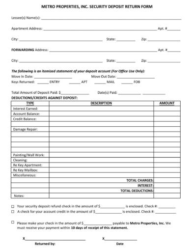 50 Effective Security Deposit Return Letters [MS Word] ᐅ TemplateLab