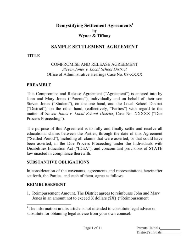 43 Free Settlement Agreement Templates [Divorce/Debt/Employment..]