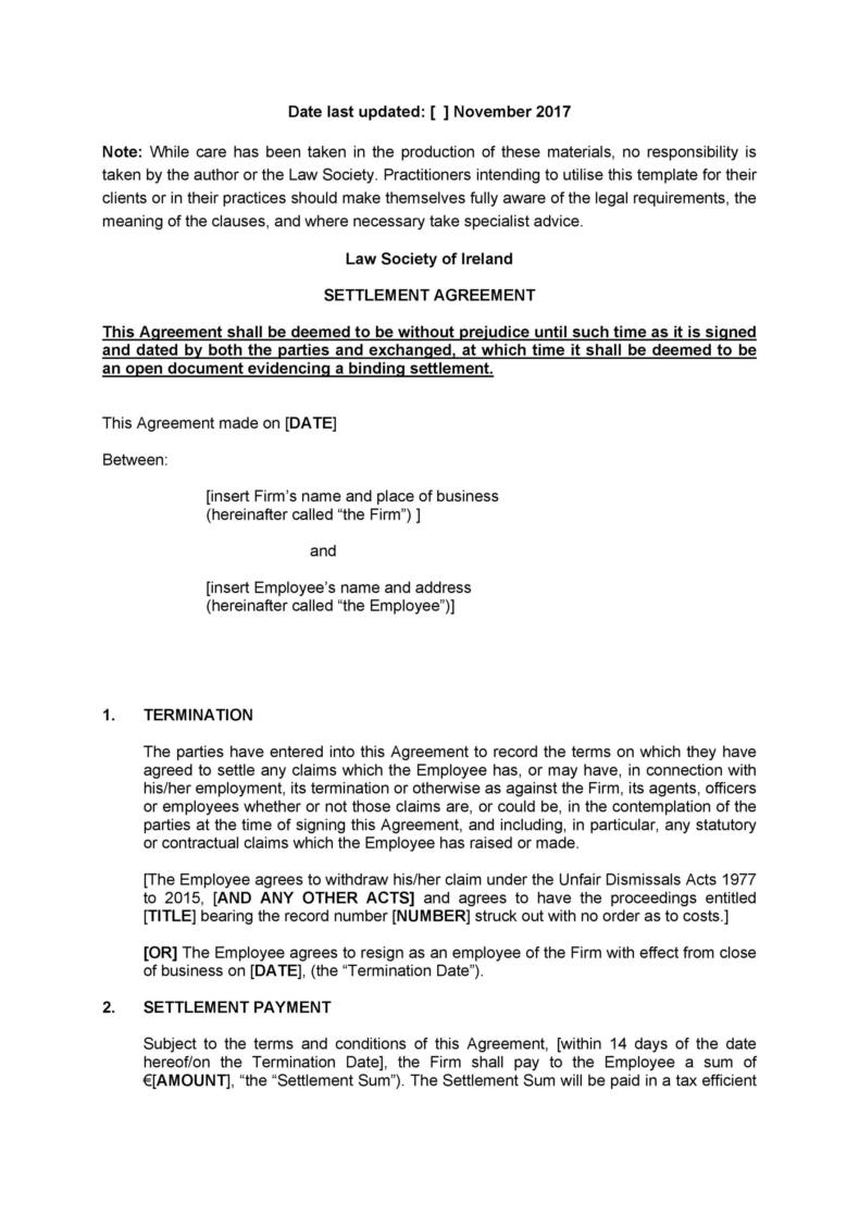 43 Free Settlement Agreement Templates [Divorce/Debt/Employment..]