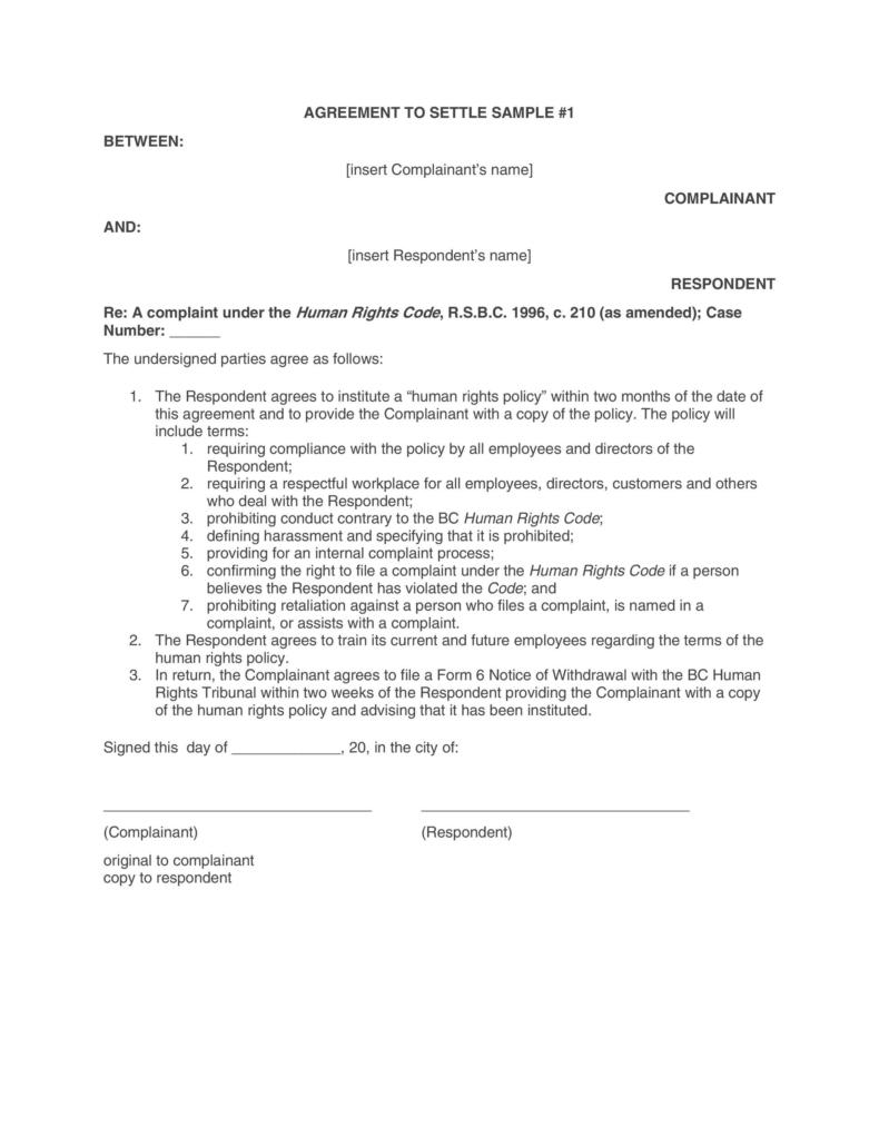 43 Free Settlement Agreement Templates [Divorce/Debt/Employment..]