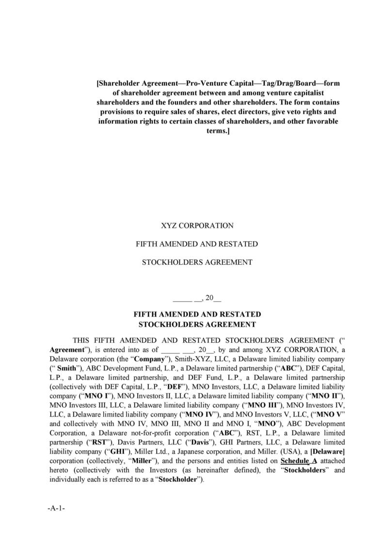 50 Best Shareholder Agreement Templates (& Samples) ᐅ TemplateLab