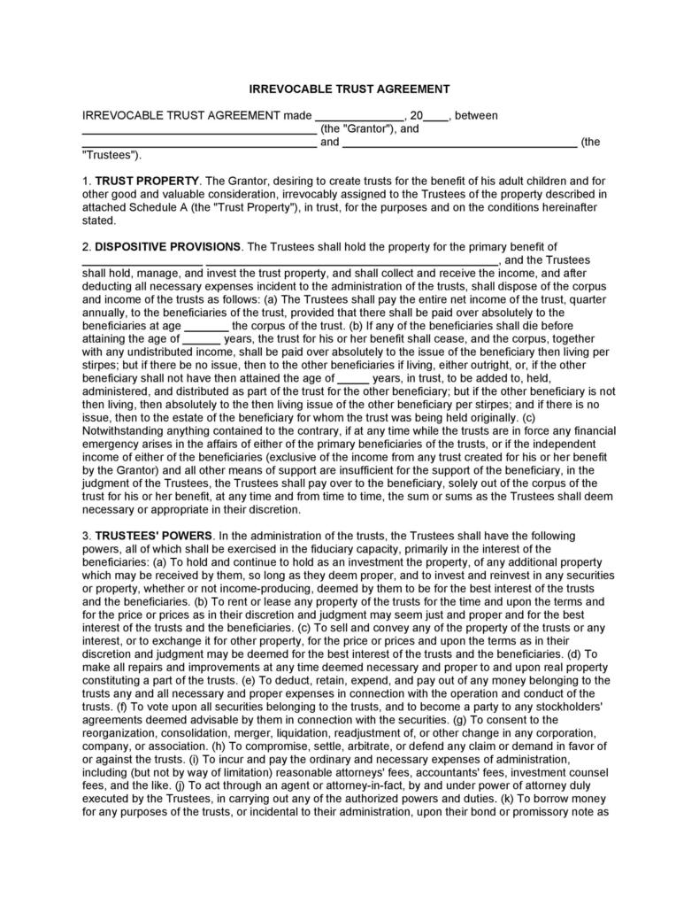 50 Professional Trust Agreement Templates [& Forms] ᐅ TemplateLab