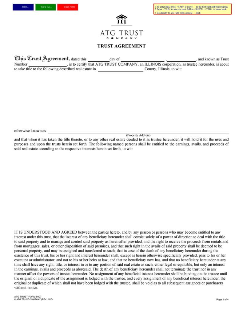 50 Professional Trust Agreement Templates [& Forms] ᐅ TemplateLab