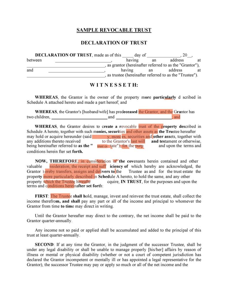50 Professional Trust Agreement Templates [& Forms] ᐅ TemplateLab