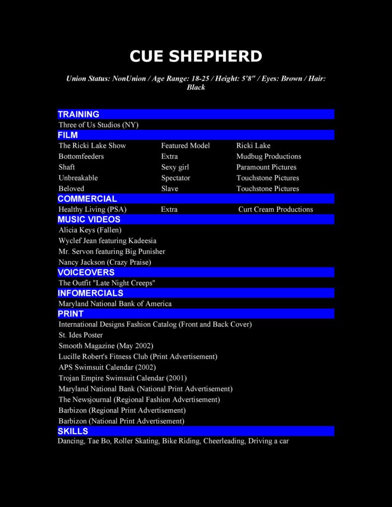 50 FREE Acting Resume Templates (Word & Google Docs) ᐅ TemplateLab