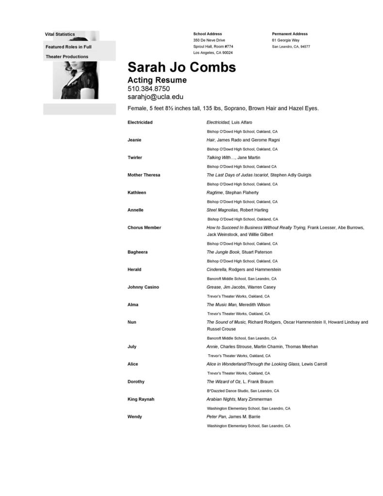 50 FREE Acting Resume Templates (Word & Google Docs) ᐅ TemplateLab