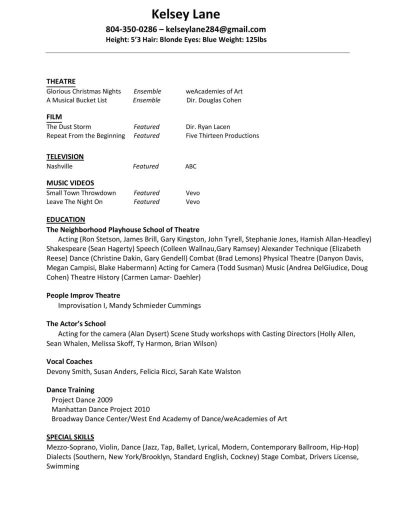 50 FREE Acting Resume Templates (Word & Google Docs) ᐅ TemplateLab