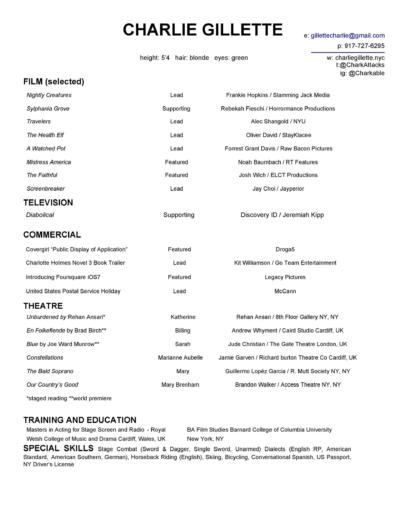 50 FREE Acting Resume Templates (Word & Google Docs) ᐅ TemplateLab