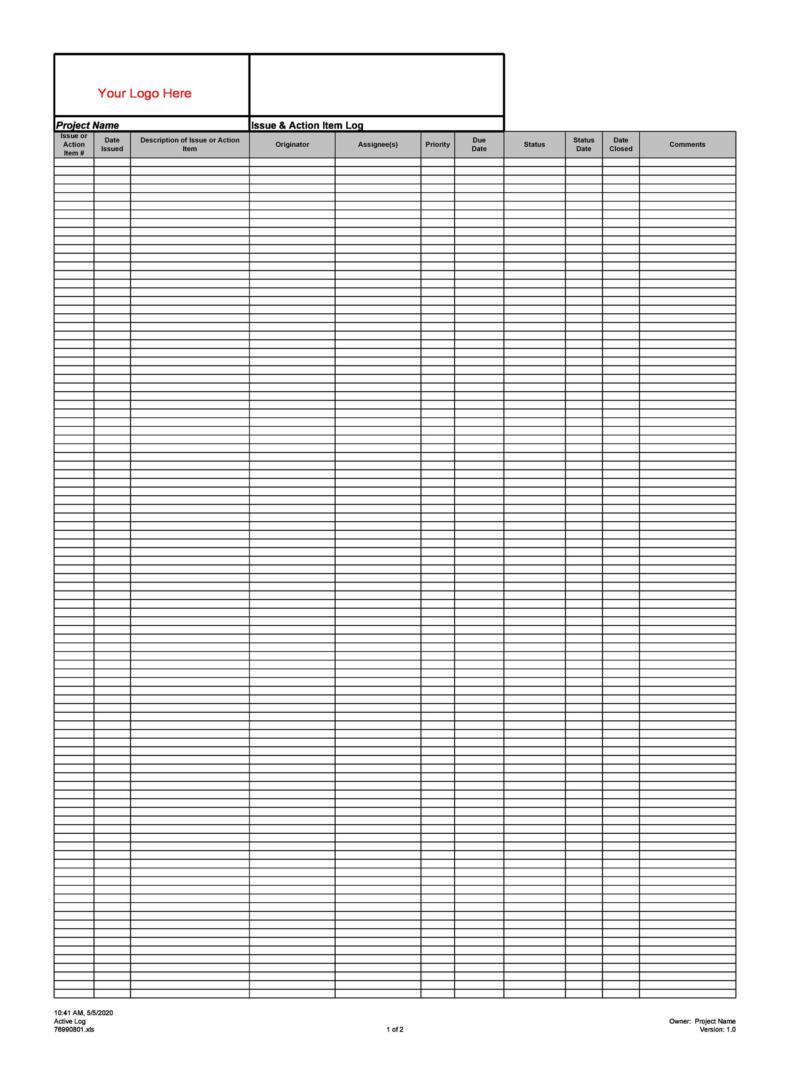 49 Great Action Item Templates (MS Word & Excel) ᐅ TemplateLab