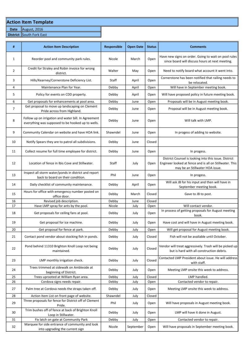 49 Great Action Item Templates Ms Word And Excel Templatelab