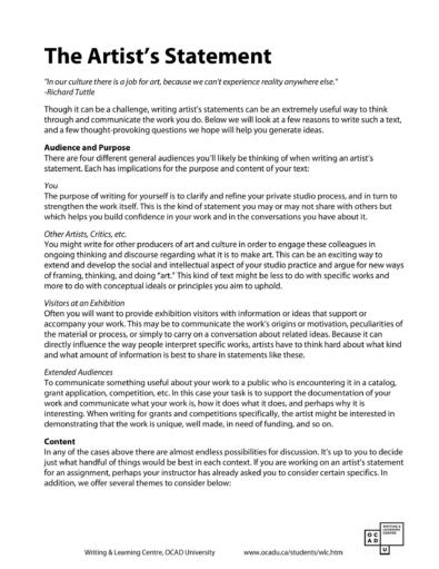 31 Best Artist Statement Examples & Templates ᐅ TemplateLab