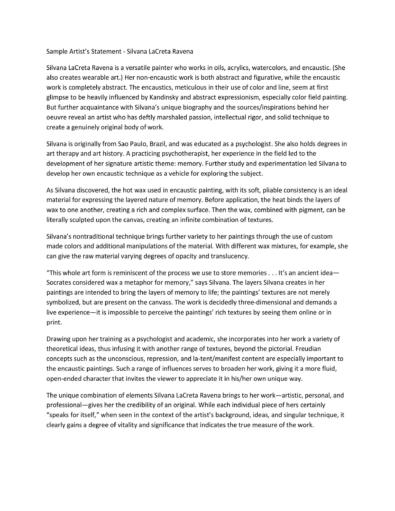 31 Best Artist Statement Examples & Templates ᐅ TemplateLab