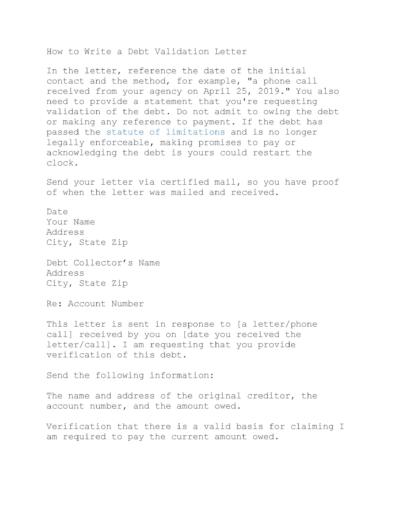 50 Free Debt Validation Letter Templates [& Samples] ᐅ TemplateLab