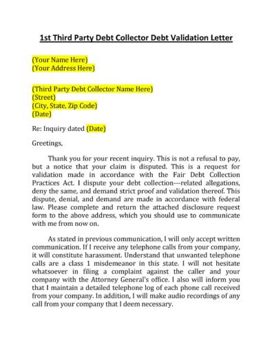 50 Free Debt Validation Letter Templates [& Samples] ᐅ TemplateLab