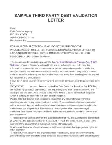 50 Free Debt Validation Letter Templates [& Samples] ᐅ TemplateLab