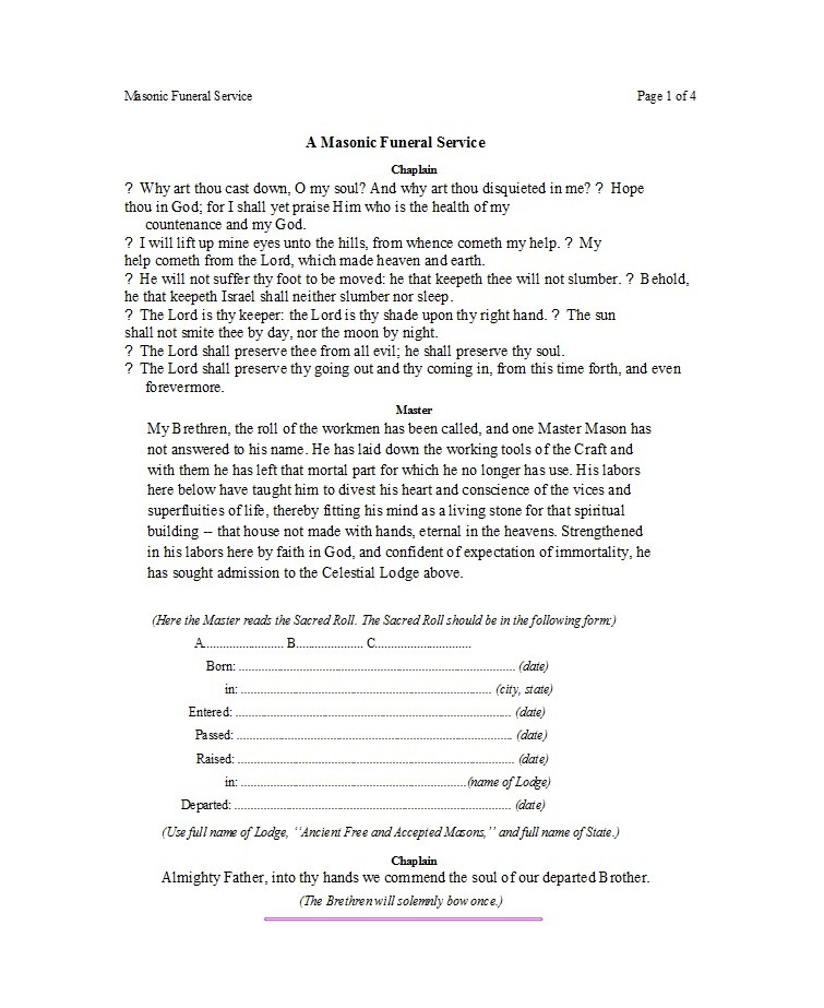 Funeral Program Outline