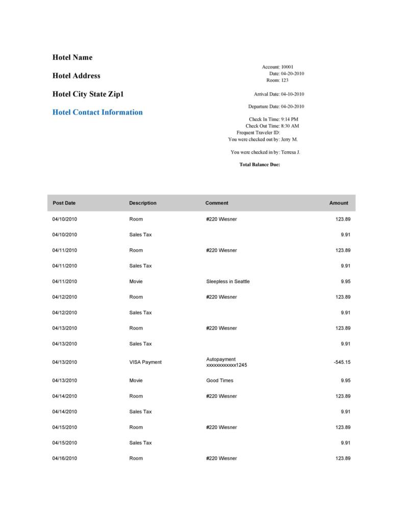 33 [Real & Fake] Hotel Receipt Templates ᐅ TemplateLab