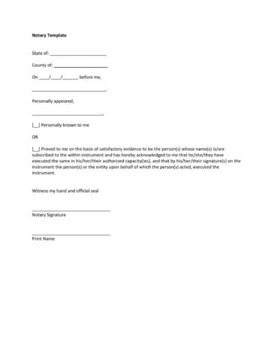 40 Free Notary Acknowledgement & Statement Templates ᐅ TemplateLab