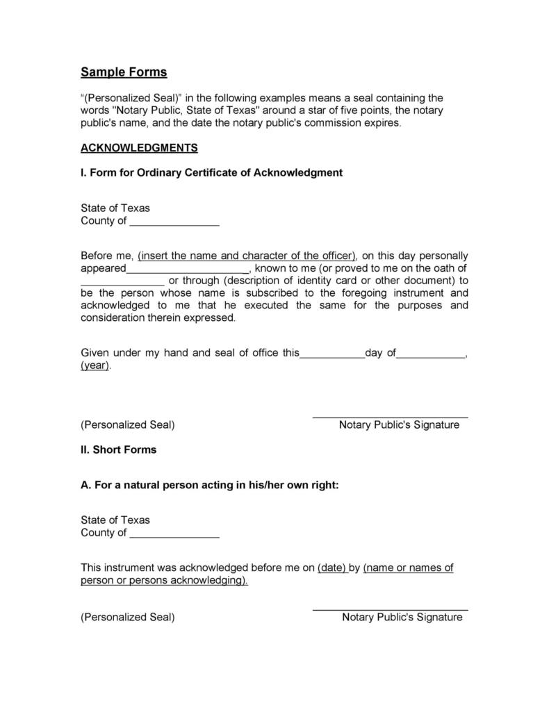 40 Free Notary Acknowledgement & Statement Templates ᐅ TemplateLab