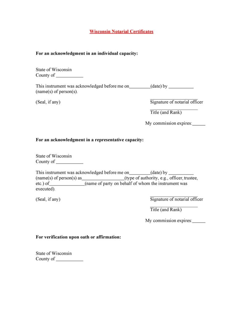 40 Free Notary Acknowledgement & Statement Templates ᐅ TemplateLab