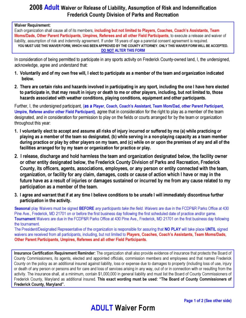 50 Free Release Of Liability Forms (Liability Waiver) ᐅ TemplateLab