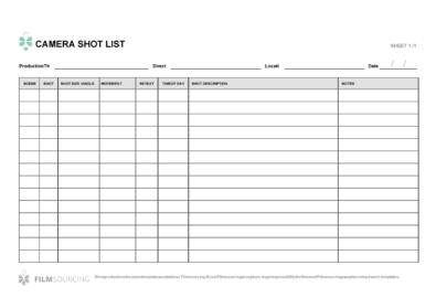 50 Handy Shot List Templates [Film & Photography] ᐅ TemplateLab