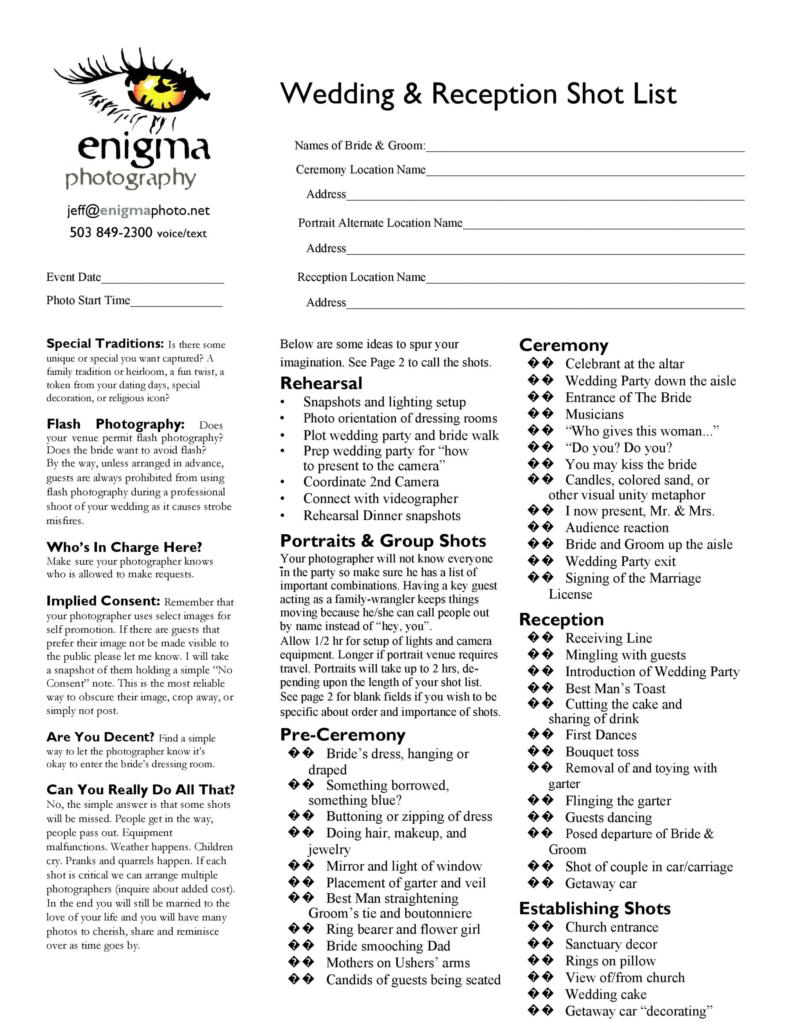 50 Handy Shot List Templates [Film & Photography] ᐅ TemplateLab