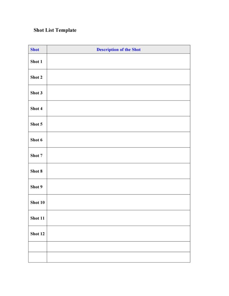 50 Handy Shot List Templates [Film & Photography] ᐅ TemplateLab
