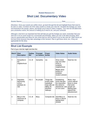 50 Handy Shot List Templates [Film & Photography] ᐅ TemplateLab