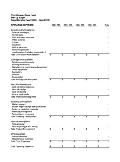 50 Best Startup Budget Templates (Free Download) ᐅ TemplateLab