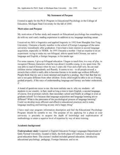 50 Statement Of Purpose Examples (Graduate School, MBA, PhD) ᐅ