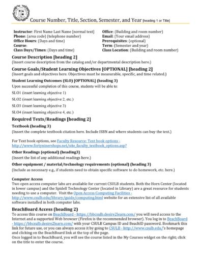 47 Editable Syllabus Templates (course Syllabus) ᐅ Templatelab