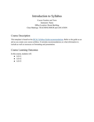 47 Editable Syllabus Templates (course Syllabus) ᐅ Templatelab