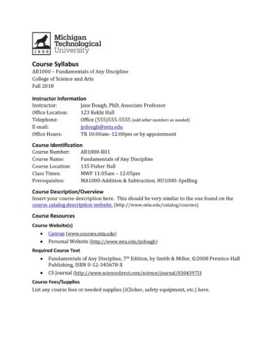 47 Editable Syllabus Templates (course Syllabus) ᐅ Templatelab