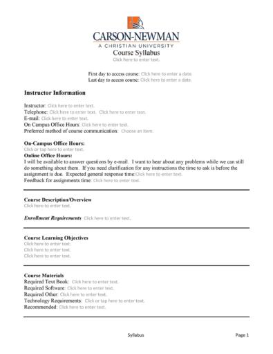 47 Editable Syllabus Templates (course Syllabus) ᐅ Templatelab