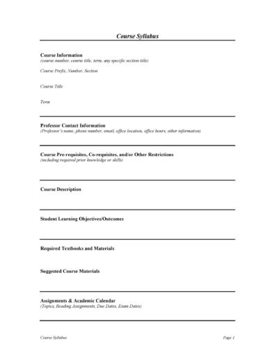 47 Editable Syllabus Templates (course Syllabus) ᐅ Templatelab