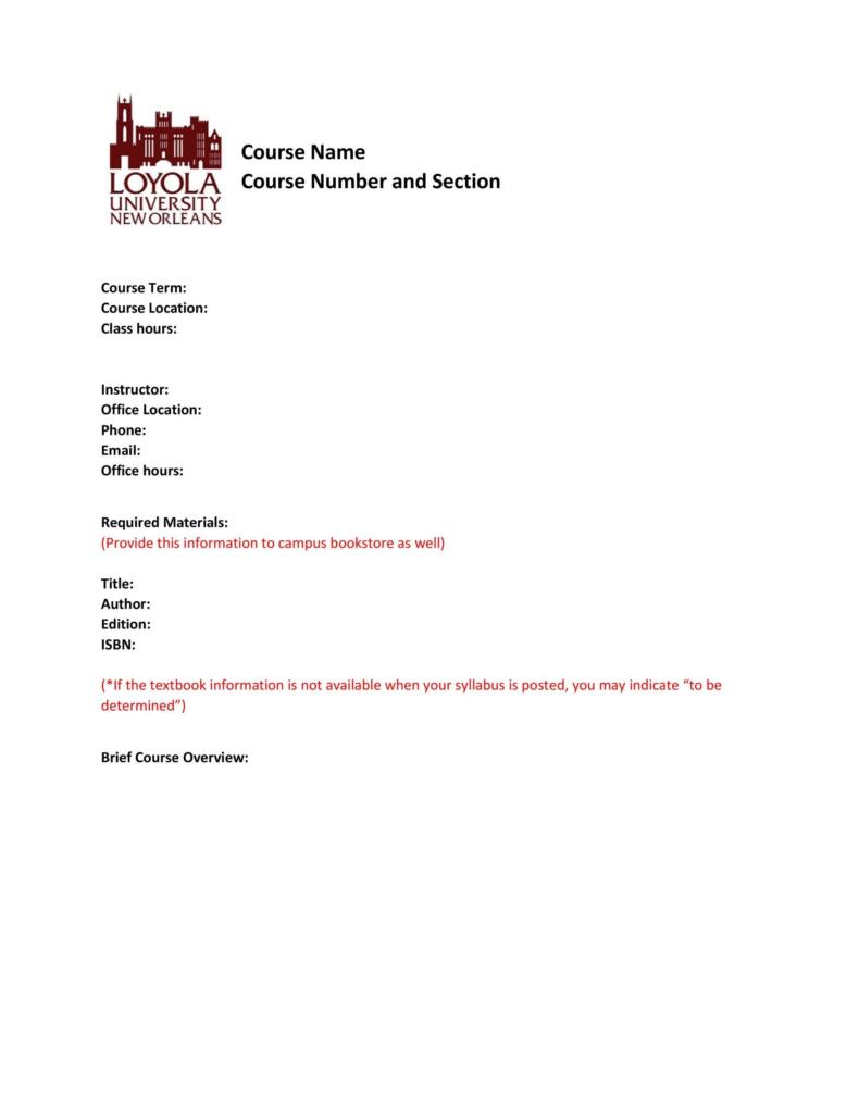 47 Editable Syllabus Templates (Course Syllabus) ᐅ TemplateLab