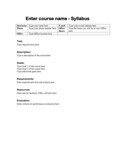 47 Editable Syllabus Templates (course Syllabus) ᐅ Templatelab