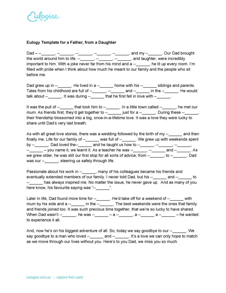 50 Best Eulogy Templates (For Relatives or Friends) ᐅ TemplateLab