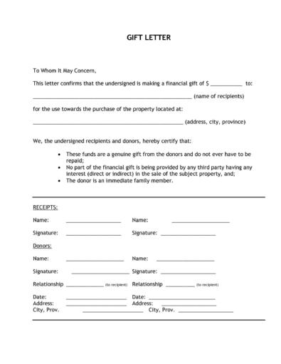 35 Best Gift Letter Templates (Word & PDF) ᐅ TemplateLab