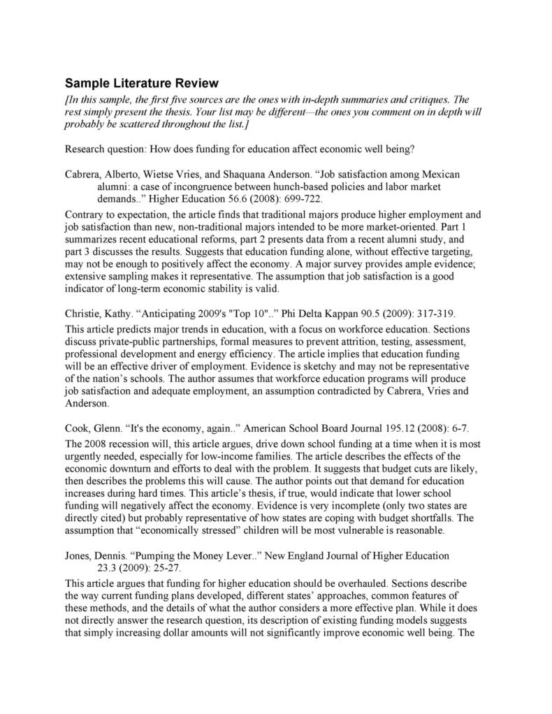 50 Smart Literature Review Templates (APA) ᐅ TemplateLab