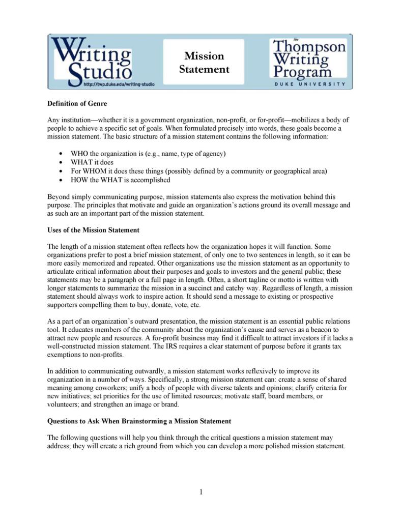 37 Inspiring Mission Statement Templates (Business or Personal) ᐅ