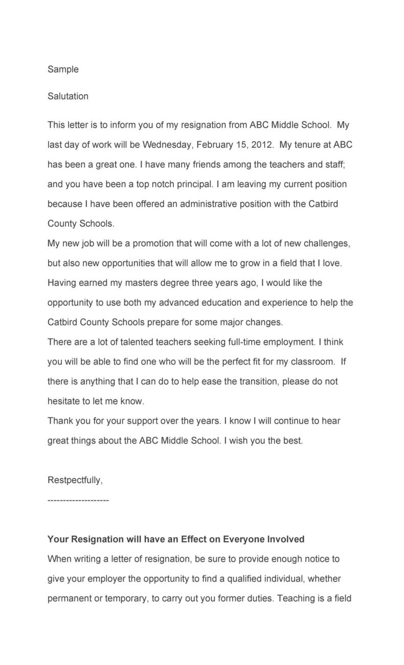50 BEST Teacher Resignation Letters (MS Word) ᐅ TemplateLab