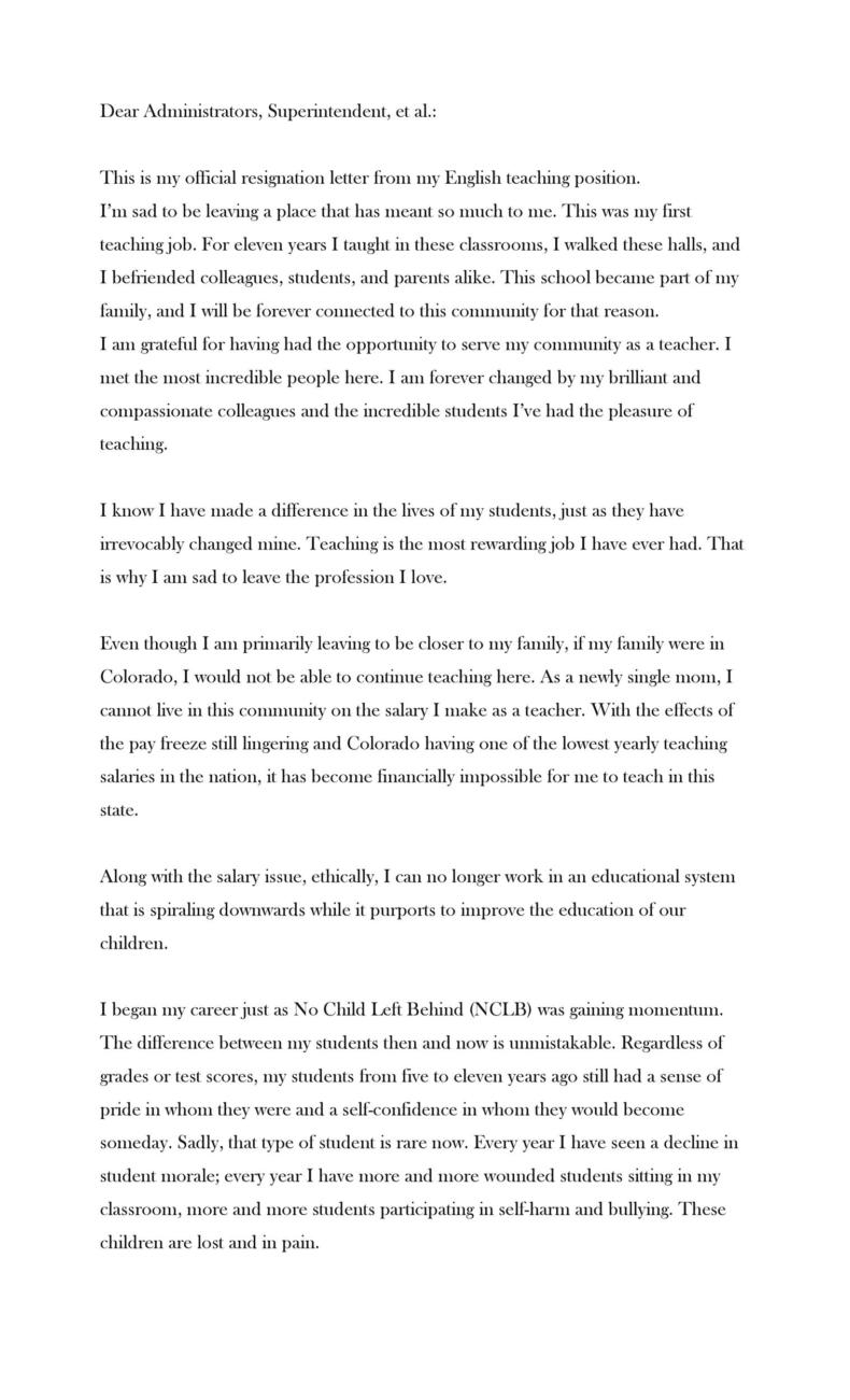 50 BEST Teacher Resignation Letters (MS Word) ᐅ TemplateLab