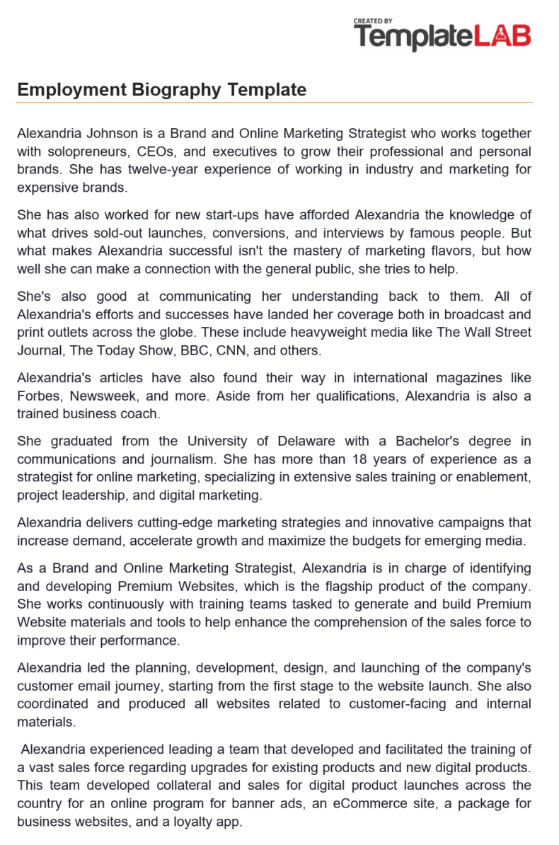 45 Biography Templates & Examples (Personal, Professional)