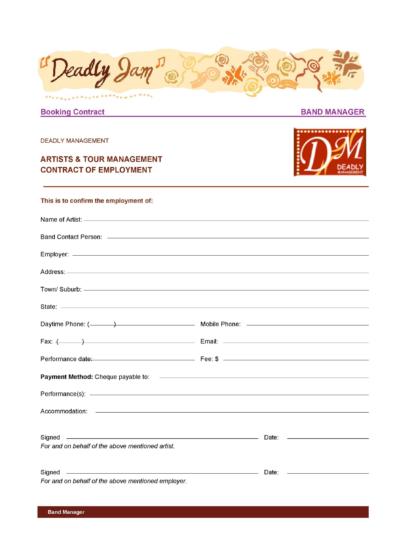 50 Artist Management Contract Templates (MS Word) ᐅ TemplateLab