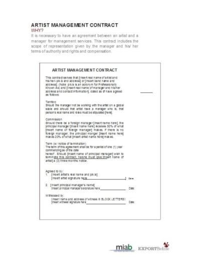 50 Artist Management Contract Templates (MS Word) ᐅ TemplateLab