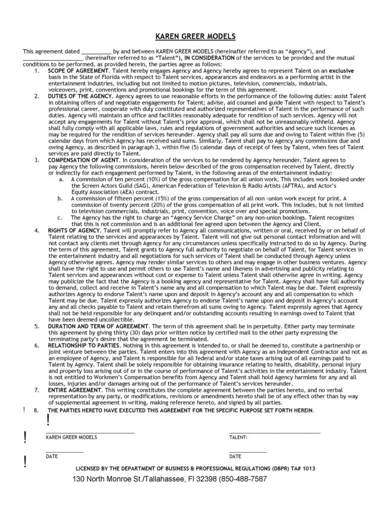 50 Artist Management Contract Templates (MS Word) ᐅ TemplateLab