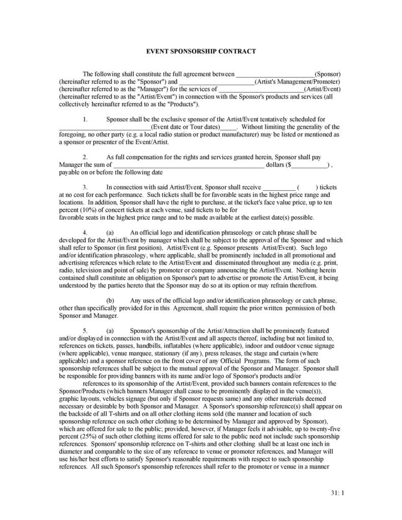 50 Artist Management Contract Templates (MS Word) ᐅ TemplateLab