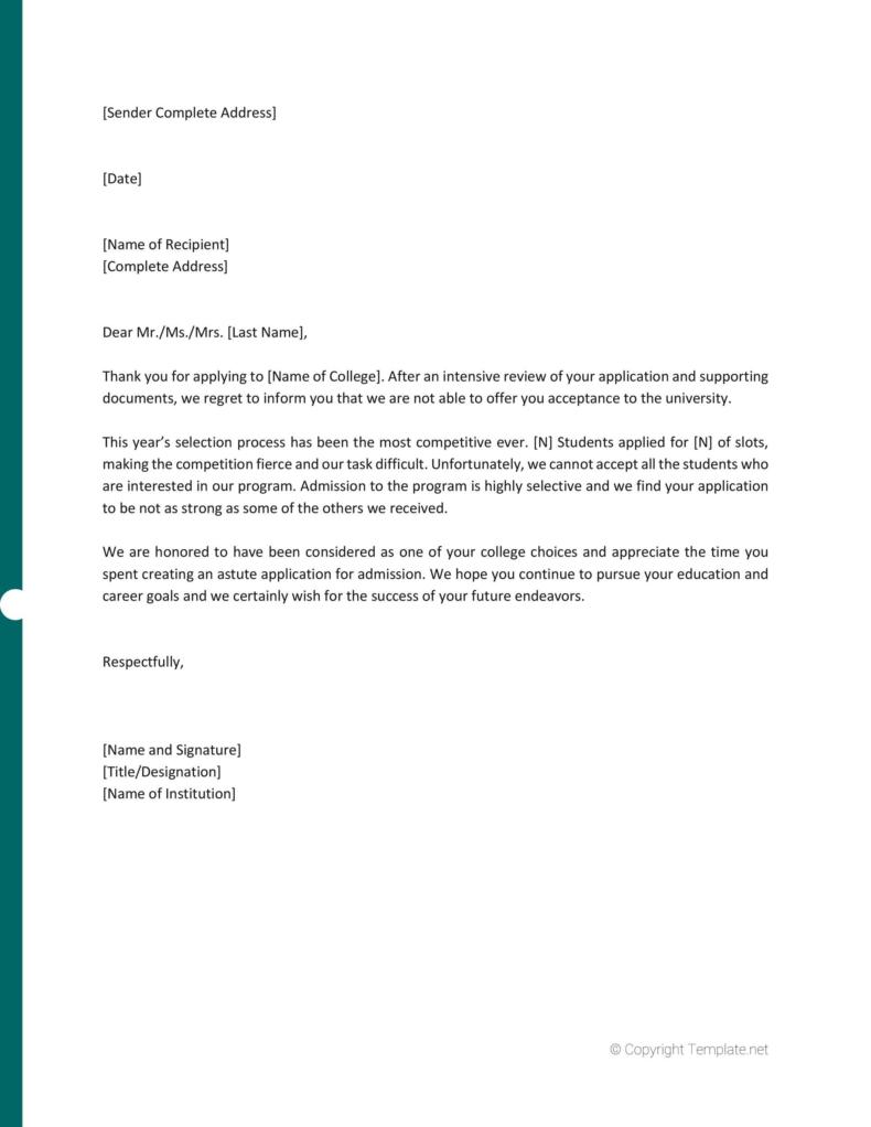 34 College Rejection Letter Samples (& Examples) ᐅ TemplateLab